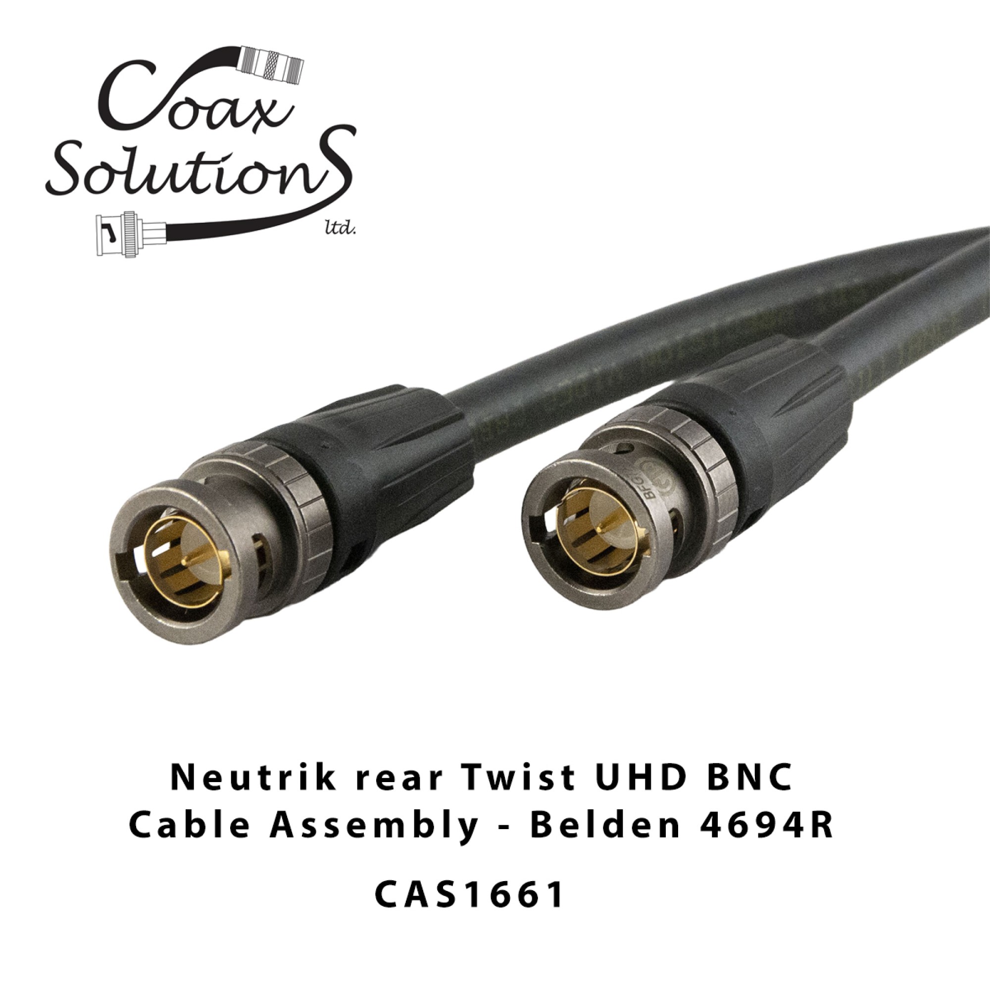 Neutrik rear Twist UHD BNC Cable Assembly - Belden 4694R