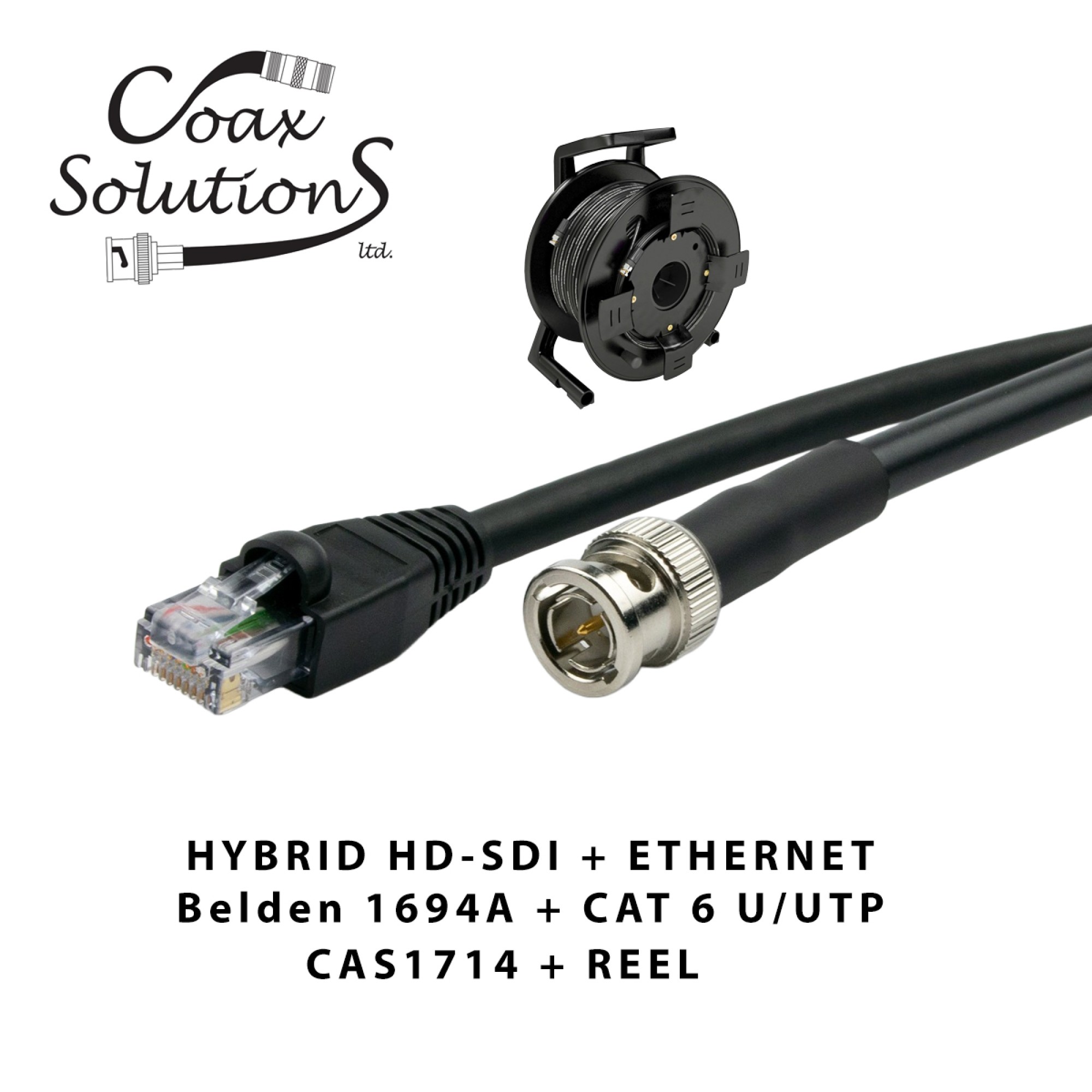 Belden 1694A + CAT6 Hybrid HD-SDI Patch Cable + Deployable Reel