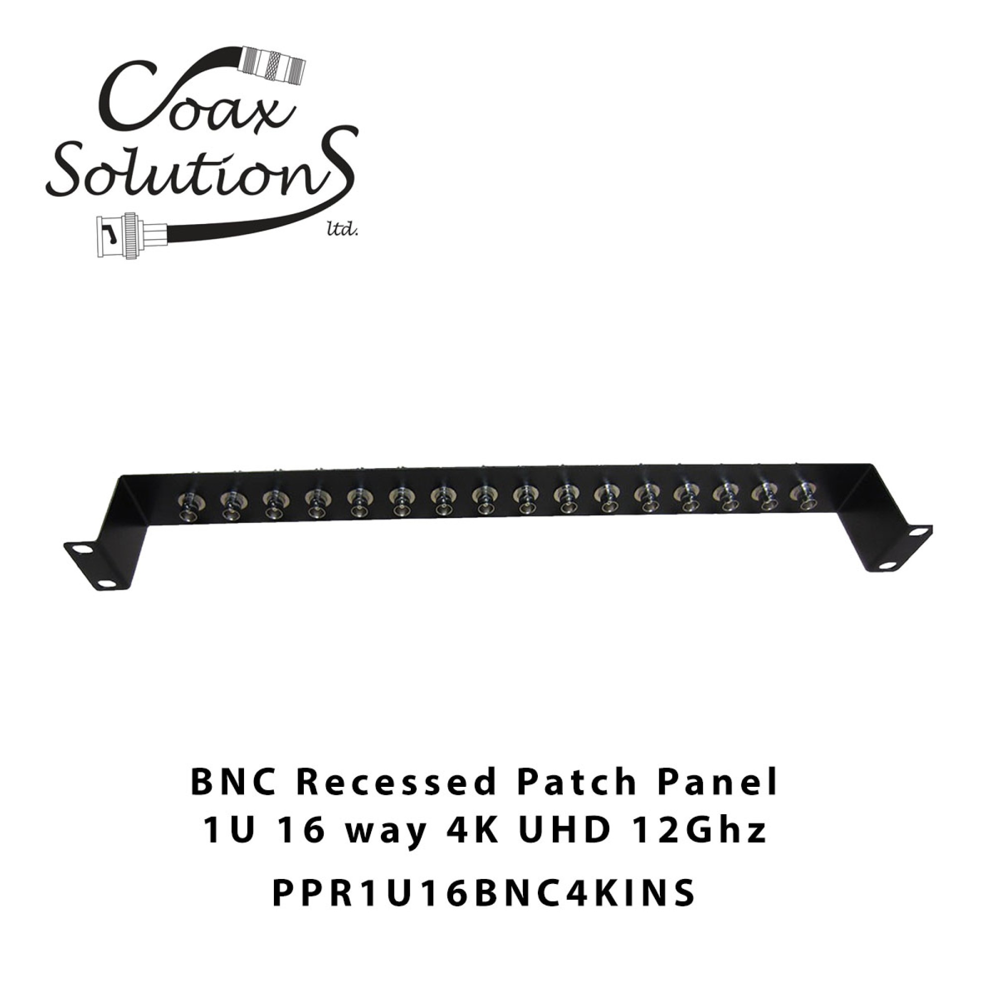 Recessed Patch Panel 1U 16 way - 4K UHD BNC