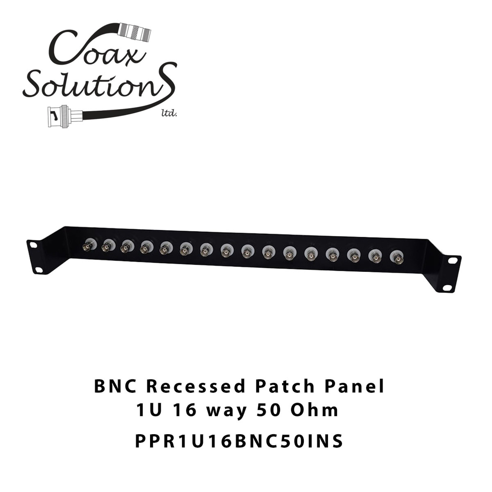 Recessed Patch Panel 1U 16 way - 50 Ohm Insulated BNC
