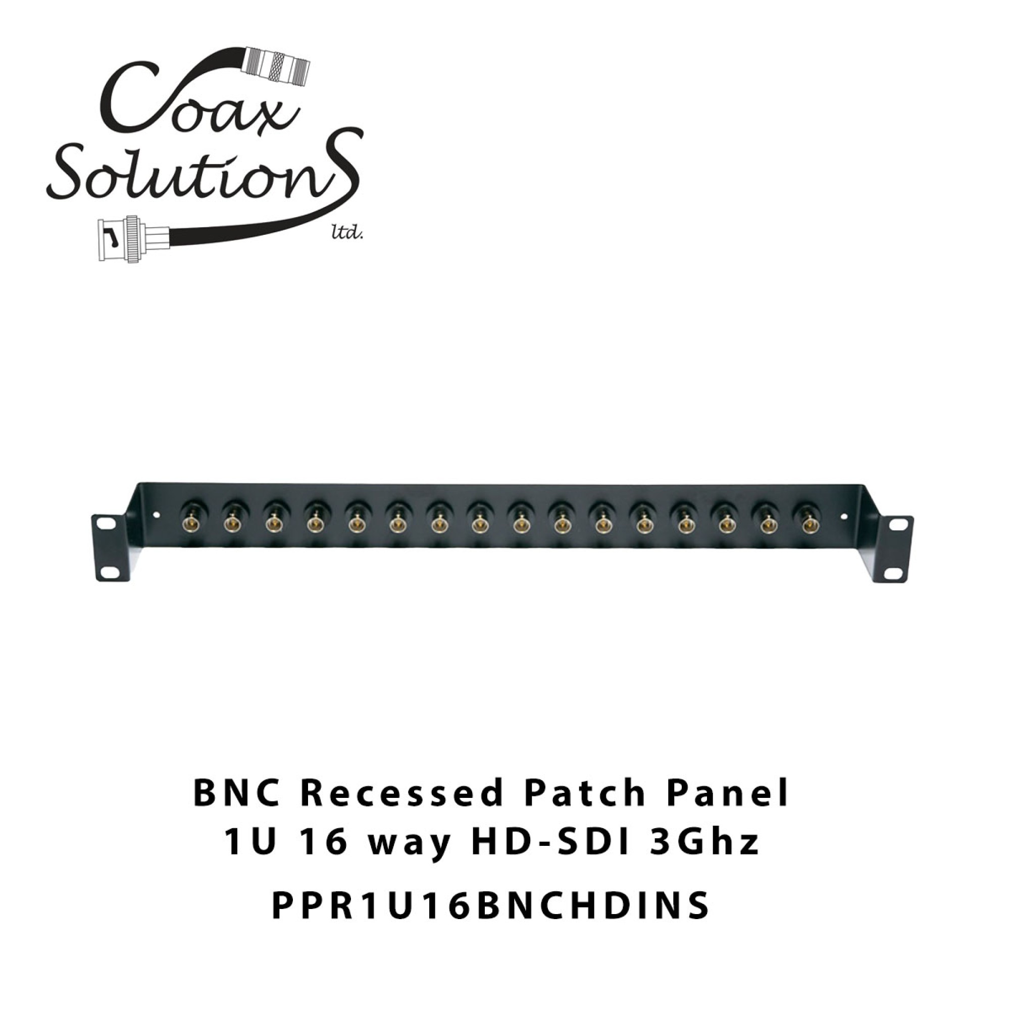 Recessed Patch Panel 1U 16 way - HD-SDI BNC