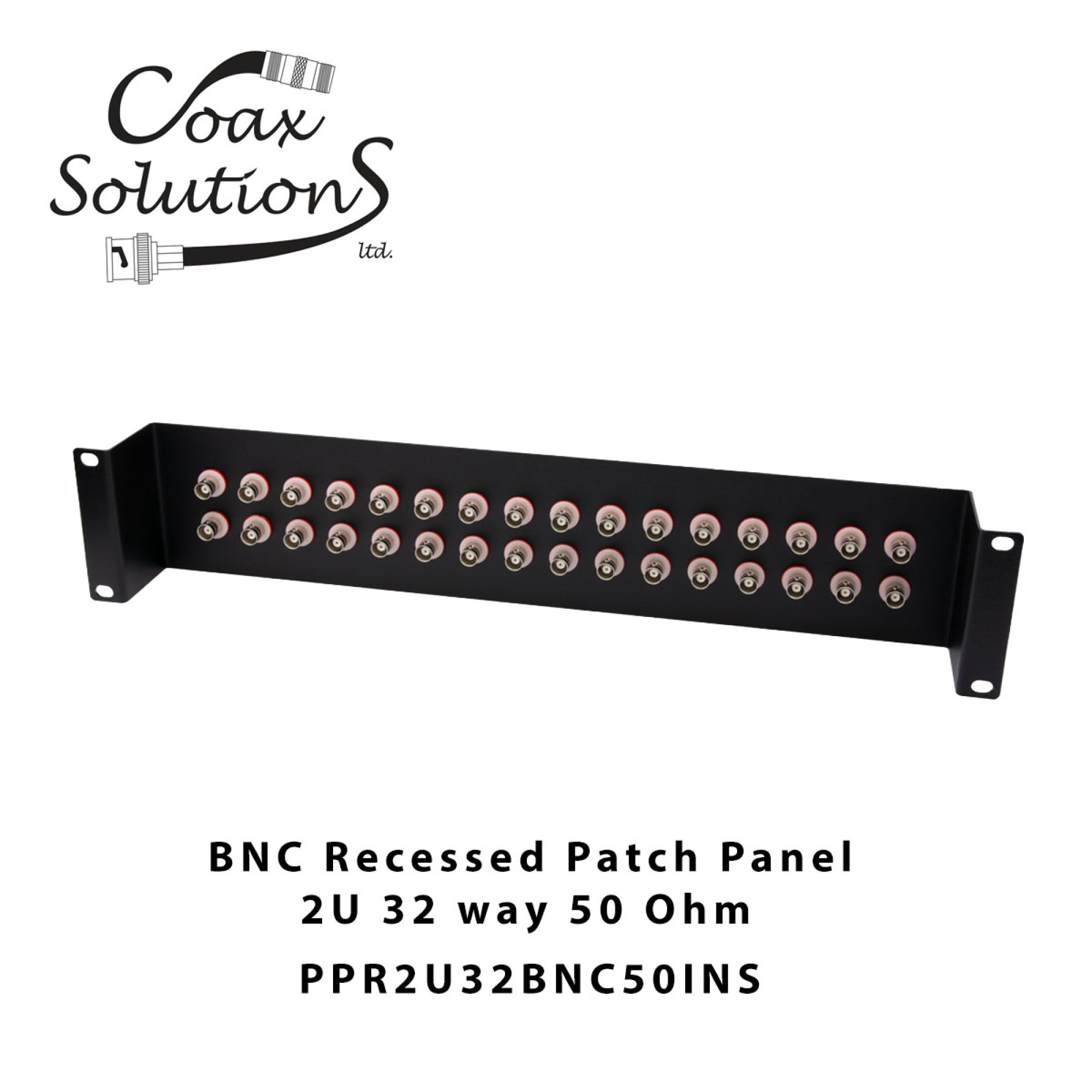 Recessed Patch Panel 2U 32 way - 50 Ohm Insulated BNC