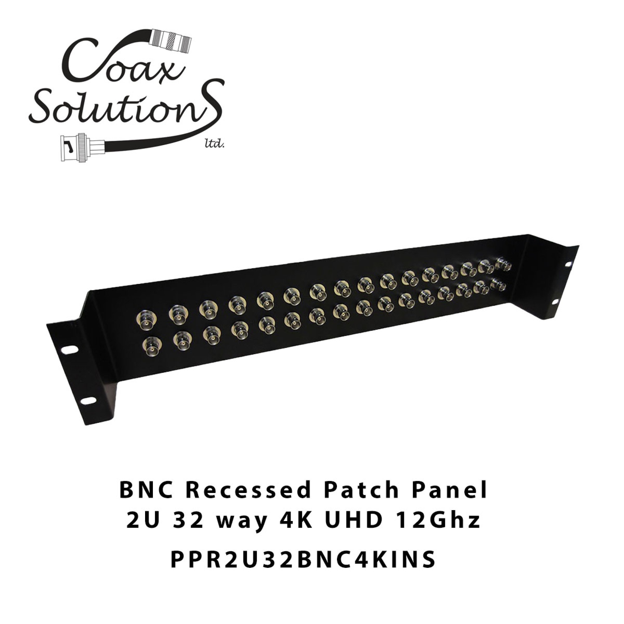 Recessed Patch Panel 2U 32 way - 4K UHD BNC
