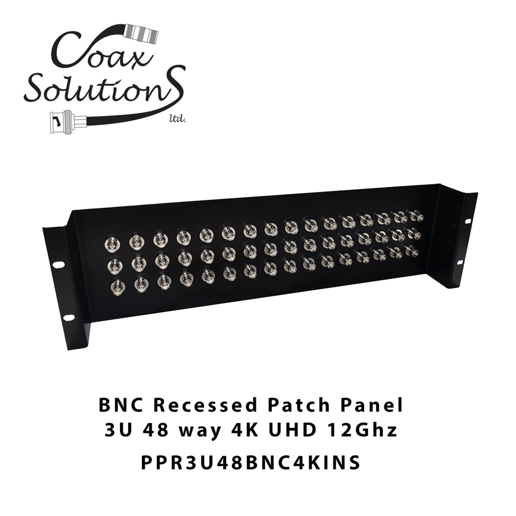 Recessed Patch Panel 3U 48 way - 4K UHD BNC